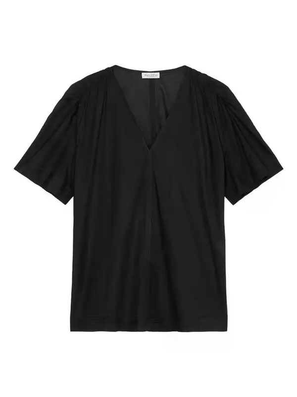 Marc O'polo Gathered-detail V-neck Top - Black