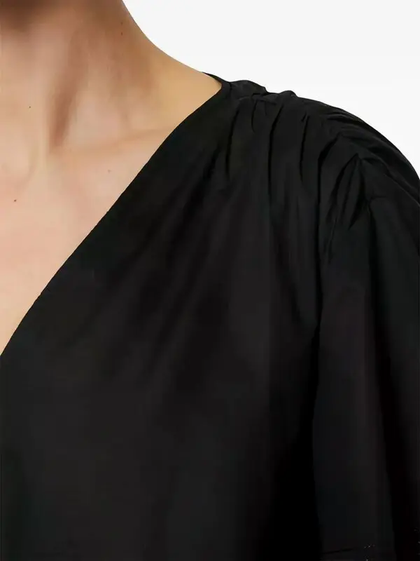 Marc O'polo Gathered-detail V-neck Top - Black