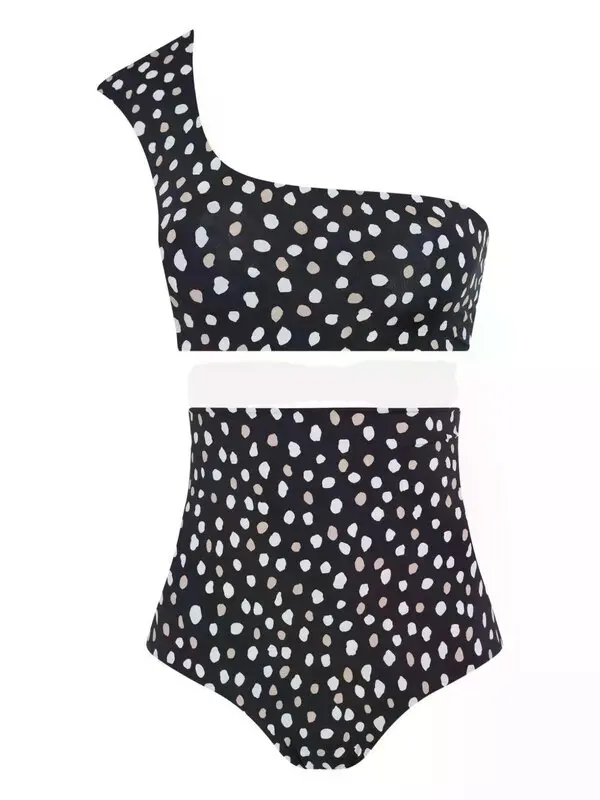 LYGIA & NANNY Marjory Asymmetrical Polka-dot Bikini Set - Black