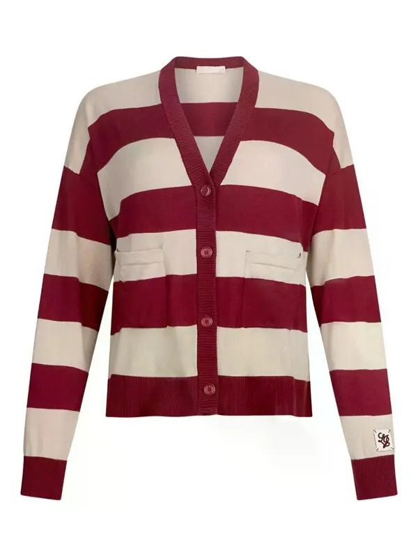 Liu Jo Striped Patch Embellished Cardigan