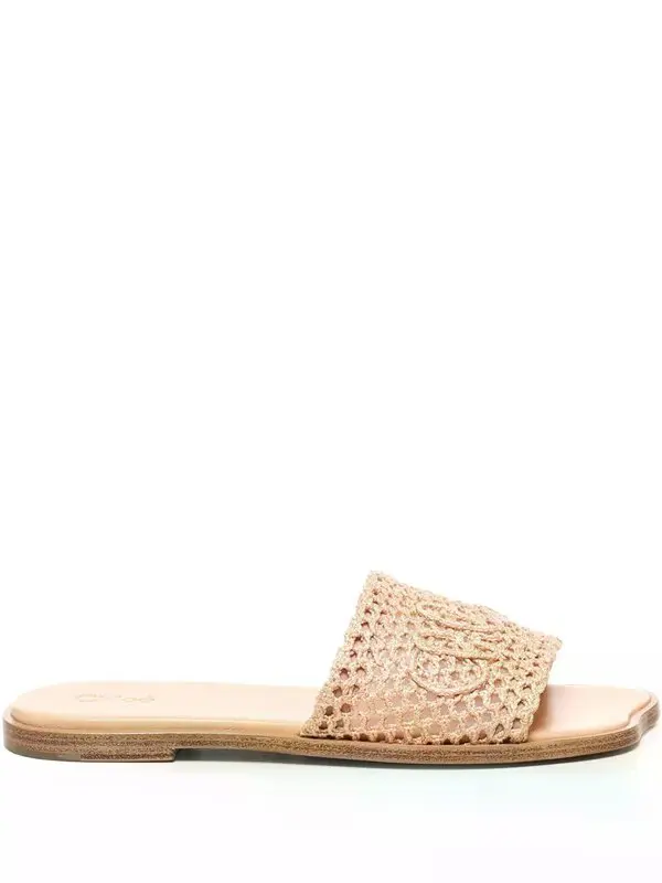 Chloé Soleil Embroidered Woven Sandals - Neutrals