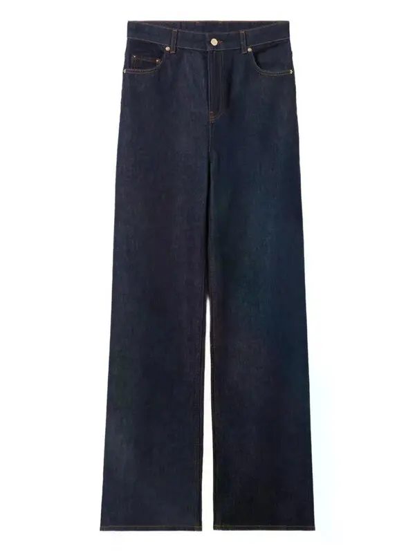 Claudie Pierlot Straight-leg Jeans With Leather Patch
