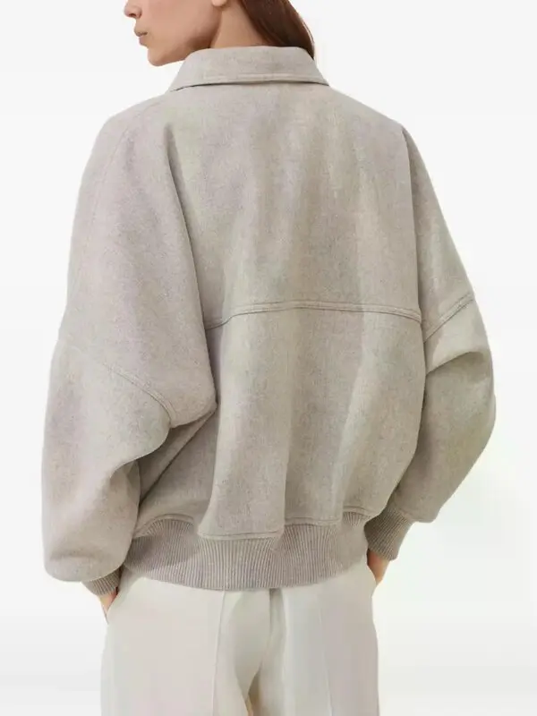 Brunello Cucinelli Zip-front Bomber Jacket - Neutrals