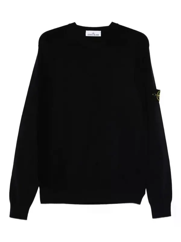 Stone Island Crew-neck Sweater With Logo Patch - Blue
