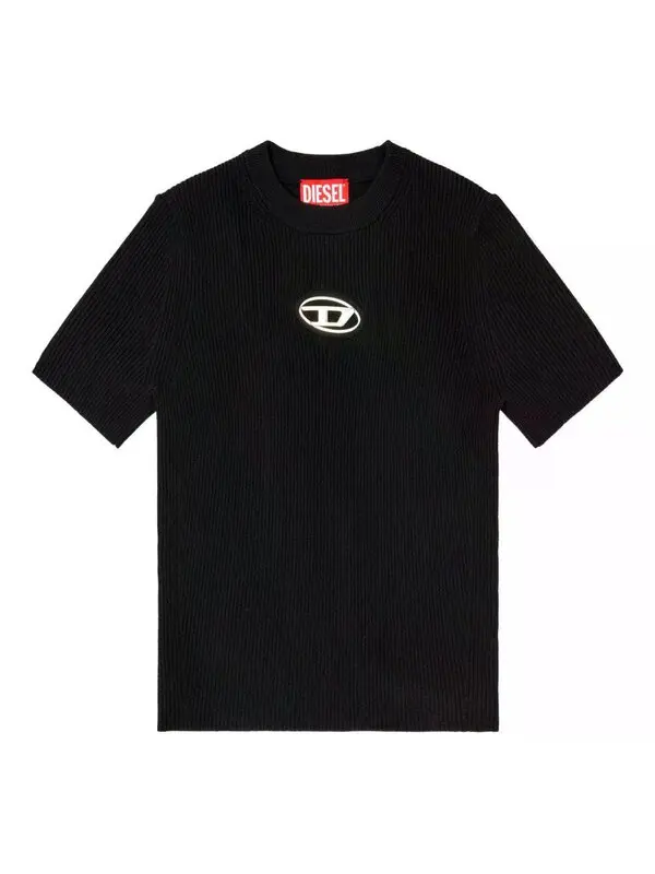 DIESEL Crew-neck Ribbed T-shirt - Black