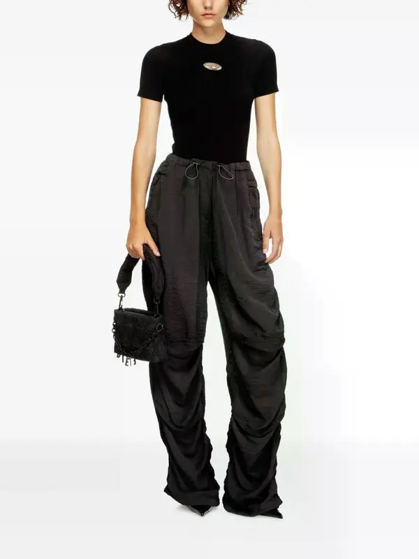 DIESEL Crew-neck Ribbed T-shirt - Black