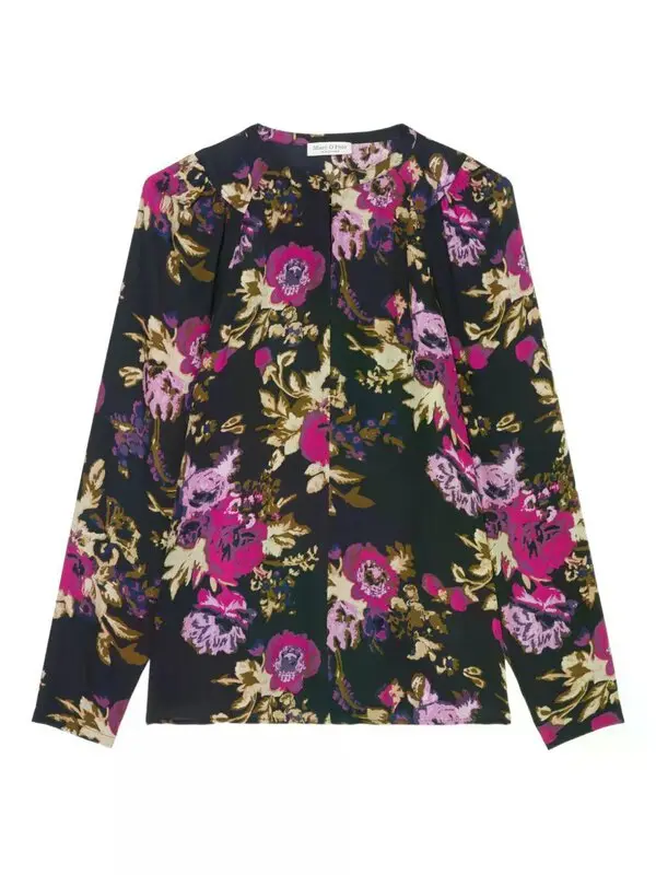 Marc O'polo Floral-print Long-sleeve Blouse - Black