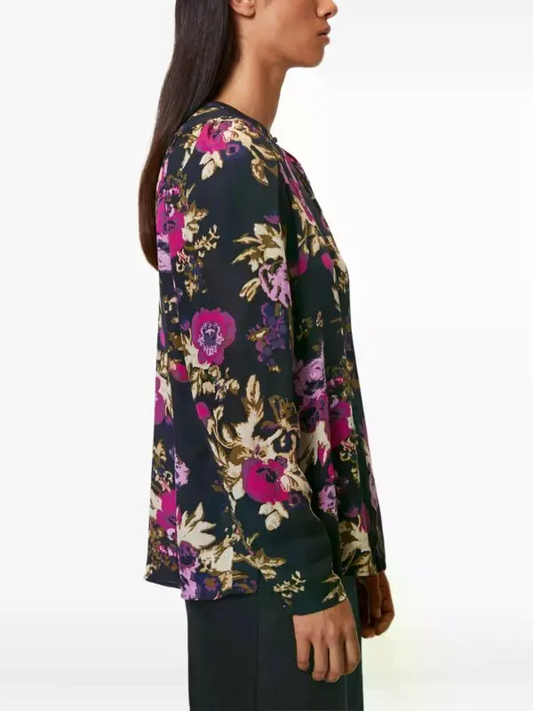 Marc O'polo Floral-print Long-sleeve Blouse - Black