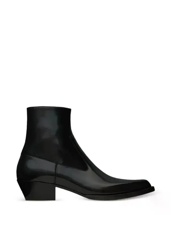 Saint Laurent 40mm Beat Pointed-toe Leather Boots