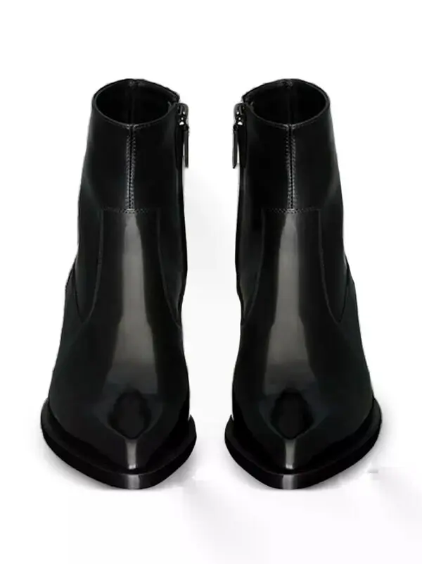 Saint Laurent 40mm Beat Pointed-toe Leather Boots