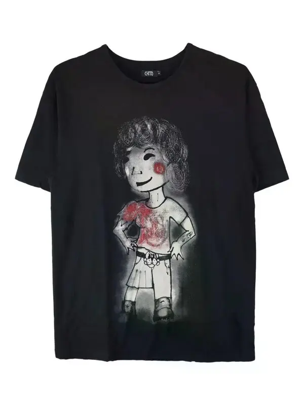 CHITO Punkii Graphic-print Cotton T-shirt - Black