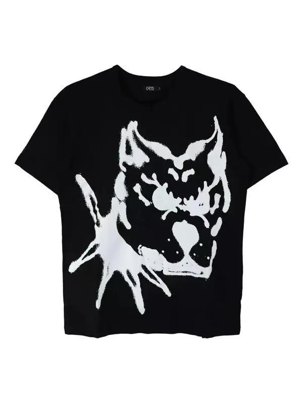 CHITO Cici Dog-print Cotton T-shirt - Black