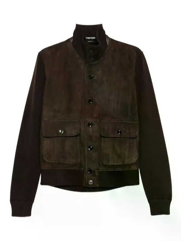 TOM FORD Knitted-sleeves Suede Jacket