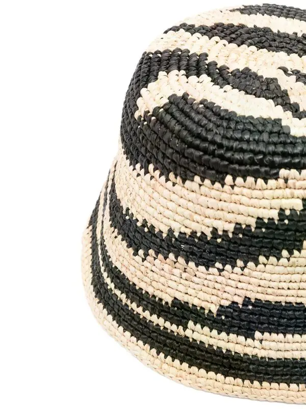Zimmermann Zebra-pattern Raffia Hat - Black