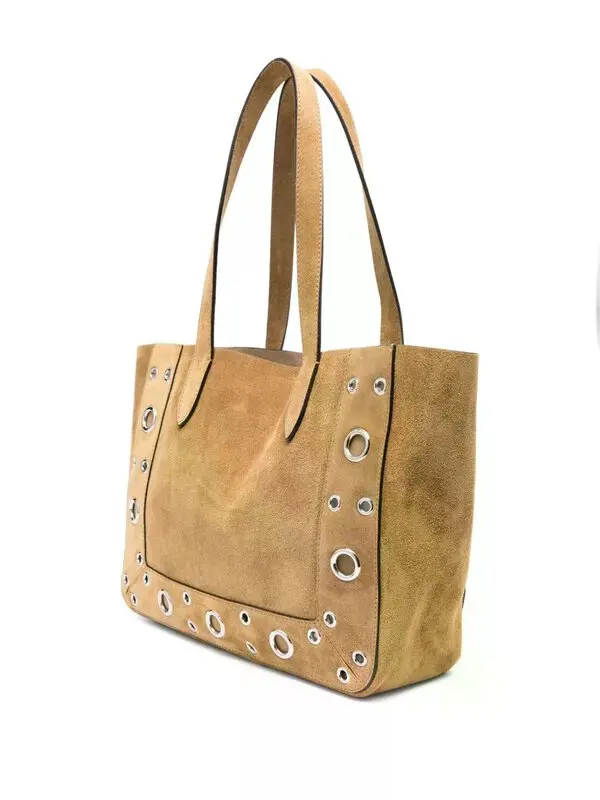 Valentino Garavani Nellcôte Large Eyelet-embellished Tote Bag - Neutrals