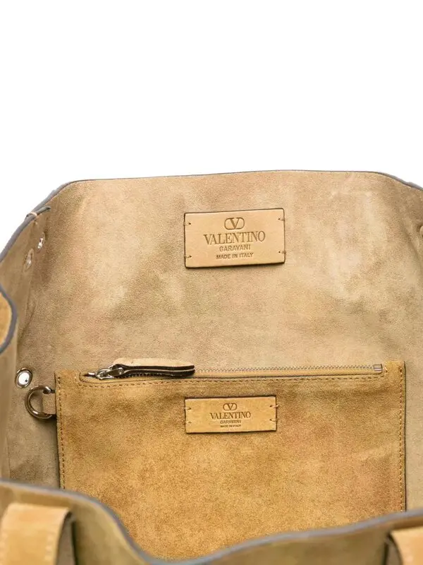 Valentino Garavani Nellcôte Large Eyelet-embellished Tote Bag - Neutrals