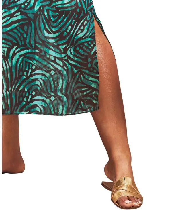 LIVE UNLIMITED Abstract Printed Drawstring Shoulder Kimono - Medium Green