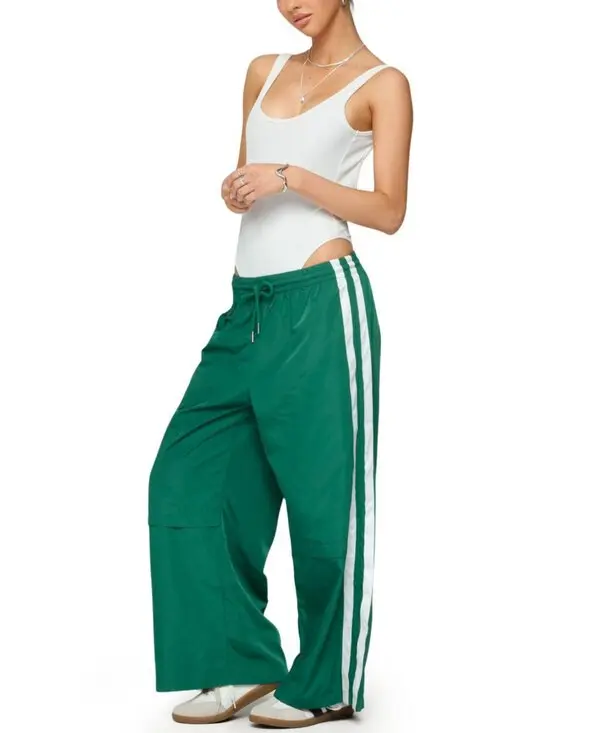 EDIKTED Nylon Track Pants - Green