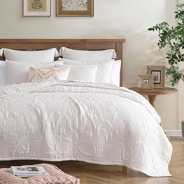 PERI HOME Medallion Floral Quilt Set, Full/queen - Blush
