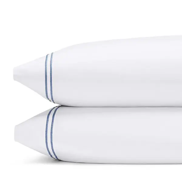 SFERRA Grande Hotel King Pillowcase, Pair - White/cornflower Blue