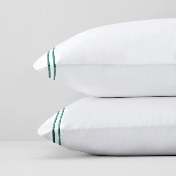 SFERRA Grande Hotel Standard Pillowcase, Pair - White/aqua