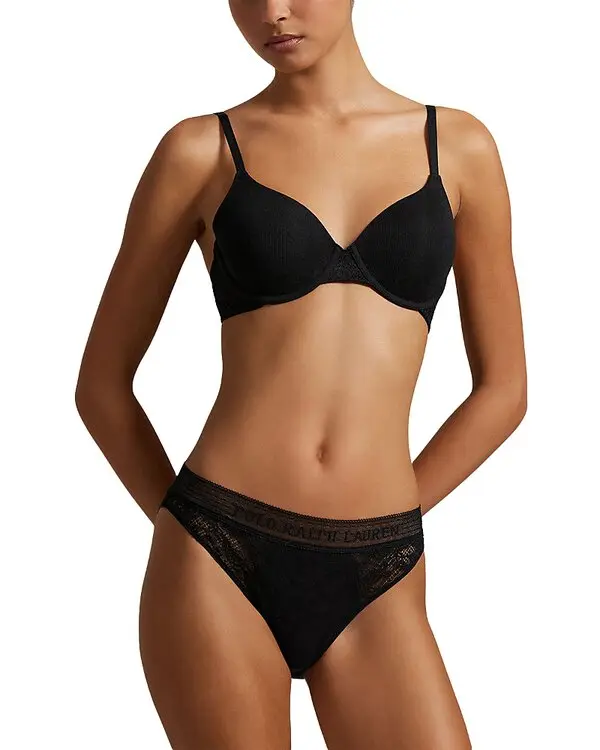 Polo Ralph Lauren T Shirt Lace Side Demi Bra - Onyx