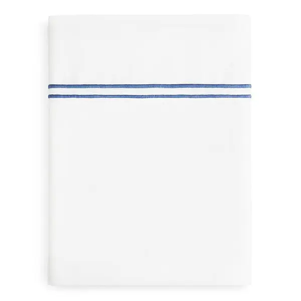 SFERRA Grande Hotel Flat Sheet, Full/queen - White/cornflower Blue