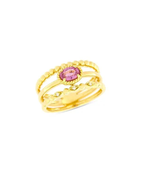 Bloomingdale'S 14k Pink Sapphire And Diamond Ring - Yellow Gold