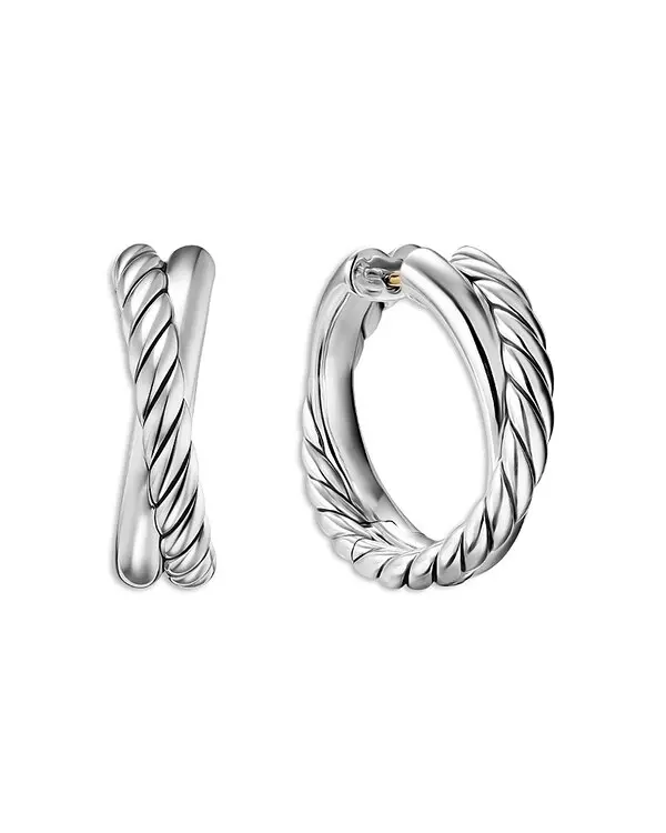 David Yurman Crossover Hoop Earrings 22.3mm - Silver