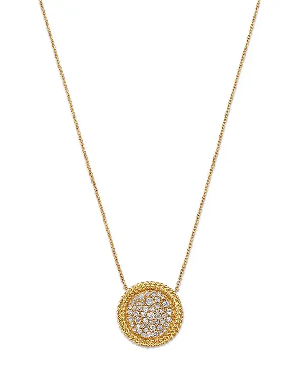 Bloomingdale'S Diamond Pave Disc Pendant Necklace - Gold