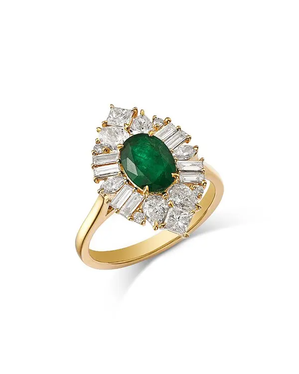 Bloomingdale'S Emerald & Diamond Halo Ring - Green/gold