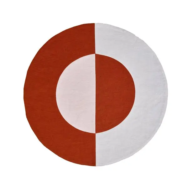 MISETTE Bauhaus Embroidered Linen Round Placemats, Set Of 4 - Red