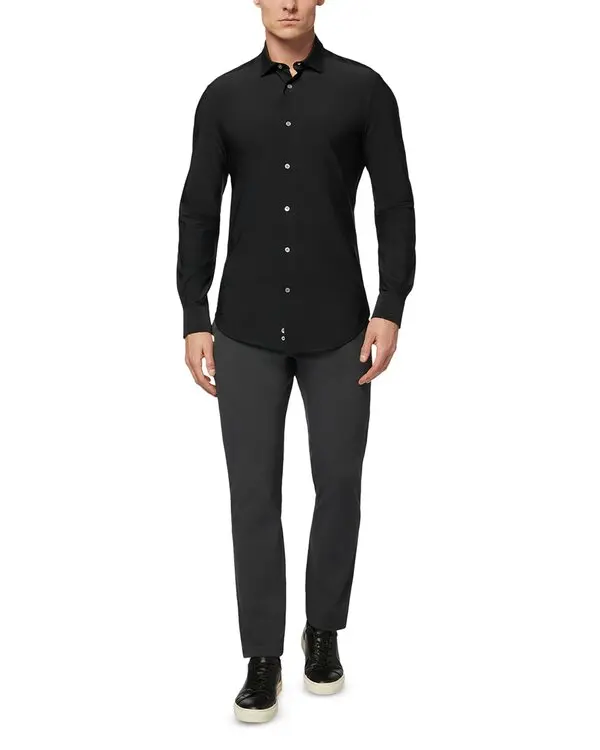 Boggi Milano Slim Fit Stretch Button Front Shirt - Black