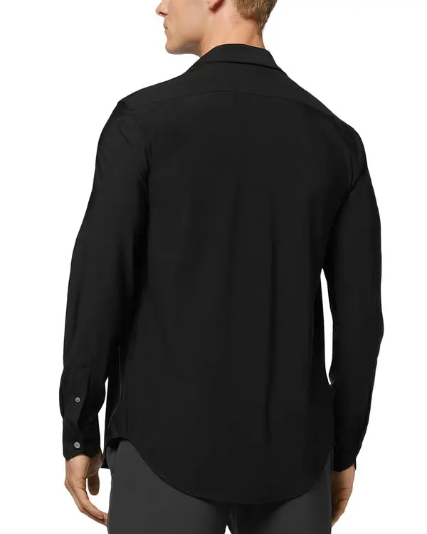 Boggi Milano Slim Fit Stretch Button Front Shirt - Black