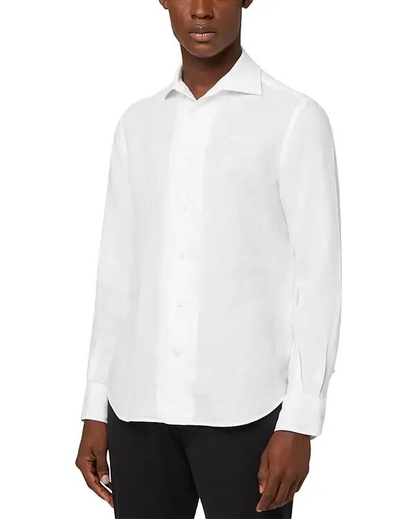 Boggi Milano Button Down Linen Shirt - White
