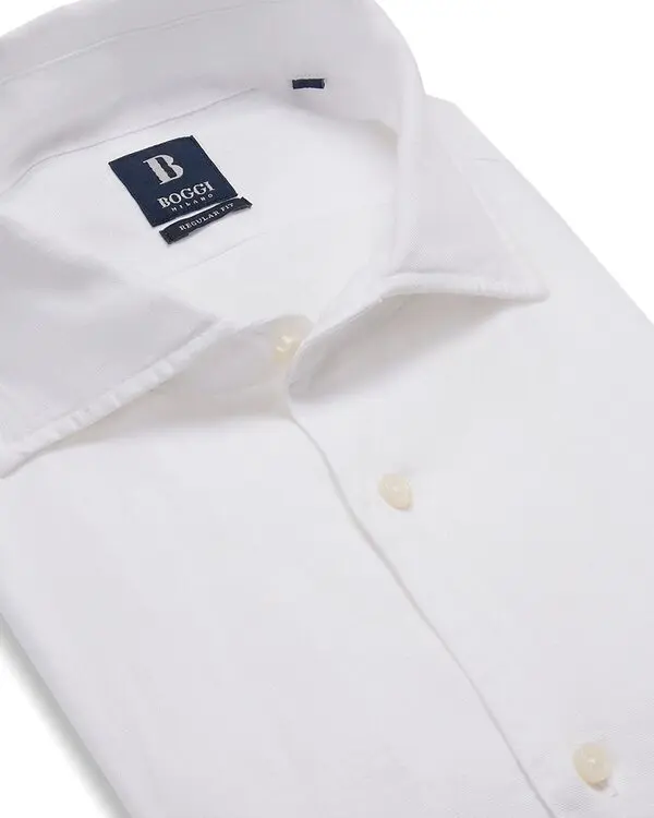 Boggi Milano Button Down Linen Shirt - White