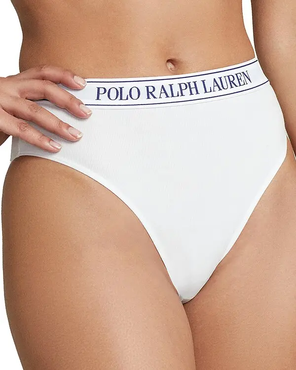 Polo Ralph Lauren High Waist Tanga Panties - White Cloud