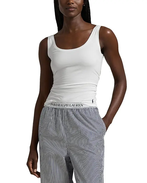 Polo Ralph Lauren Ribbed Cotton Blend Tank Top - White Cloud