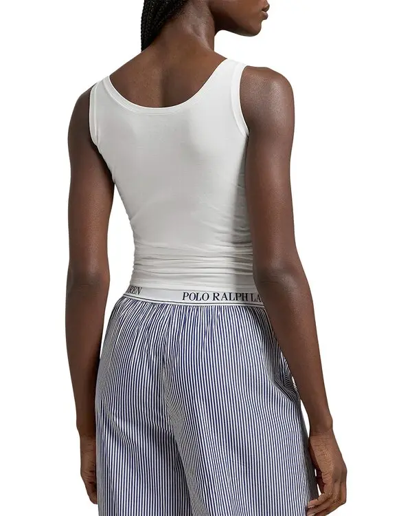 Polo Ralph Lauren Ribbed Cotton Blend Tank Top - White Cloud