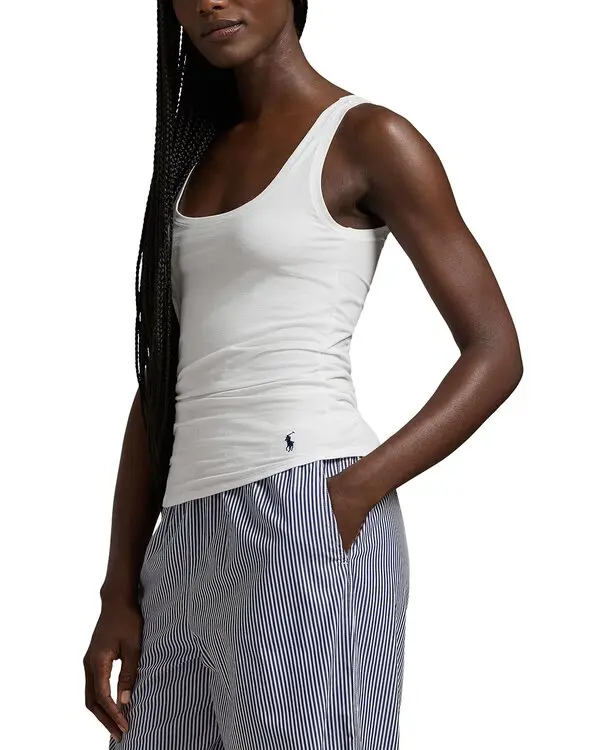 Polo Ralph Lauren Ribbed Cotton Blend Tank Top - White Cloud