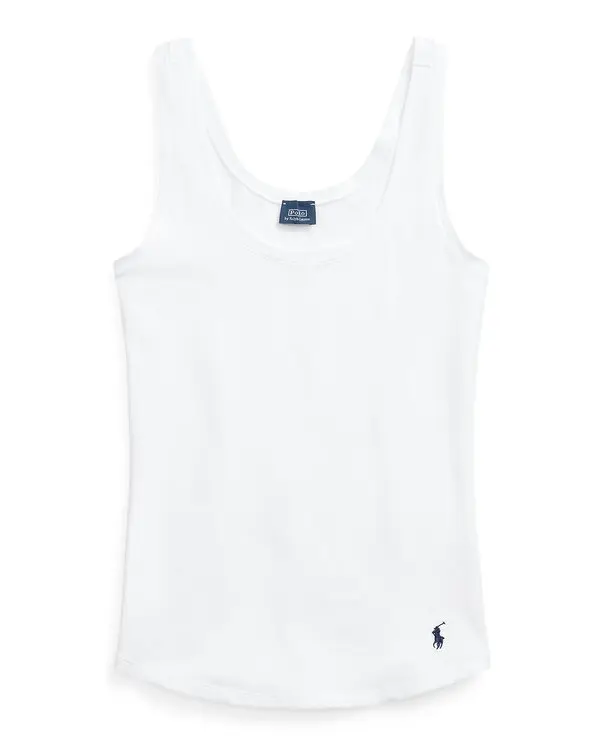 Polo Ralph Lauren Ribbed Cotton Blend Tank Top - White Cloud