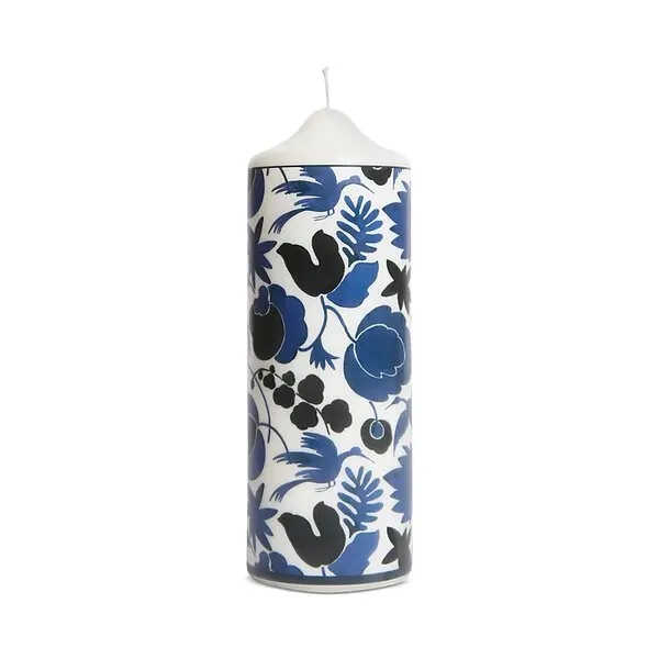 La DoubleJ Wild Bird Printed Pillar Candle - Wildbird Blue