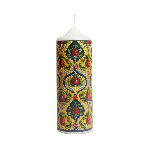 La DoubleJ Ananas Printed Pillar Candle - Yellow