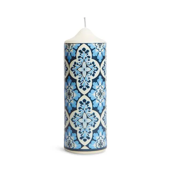 La DoubleJ Palazzo Printed Pillar Candle - Palazzo Blue