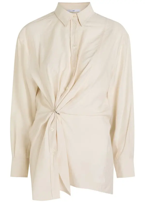 High Ring-embellished Woven Shirt