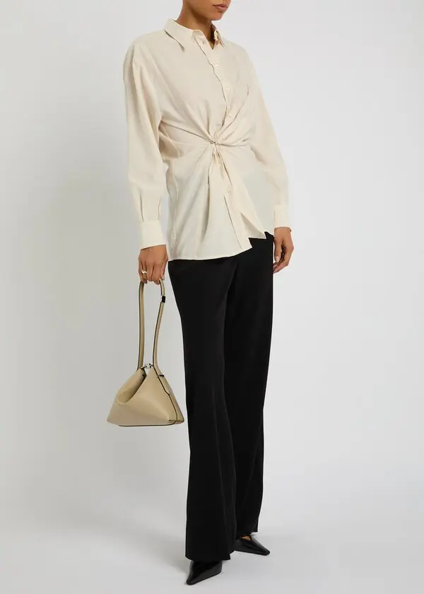 High Ring-embellished Woven Shirt