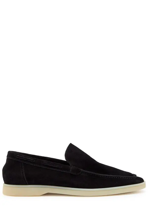AURELIEN Yacht Suede Loafers - Black