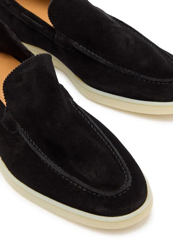 AURELIEN Yacht Suede Loafers - Black