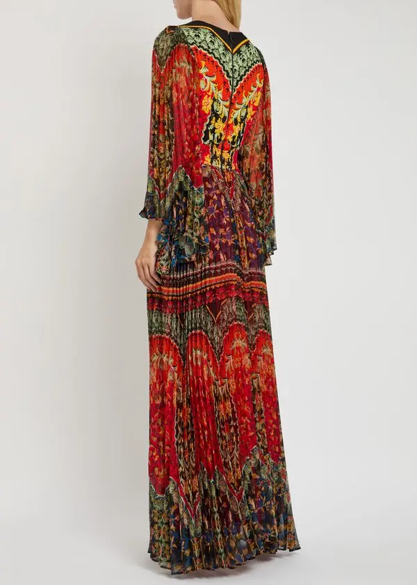 alice and olivia haven pleated printed chiffon maxi dress HAVEN FLARED MIDI DRESS + LOLA SCARF