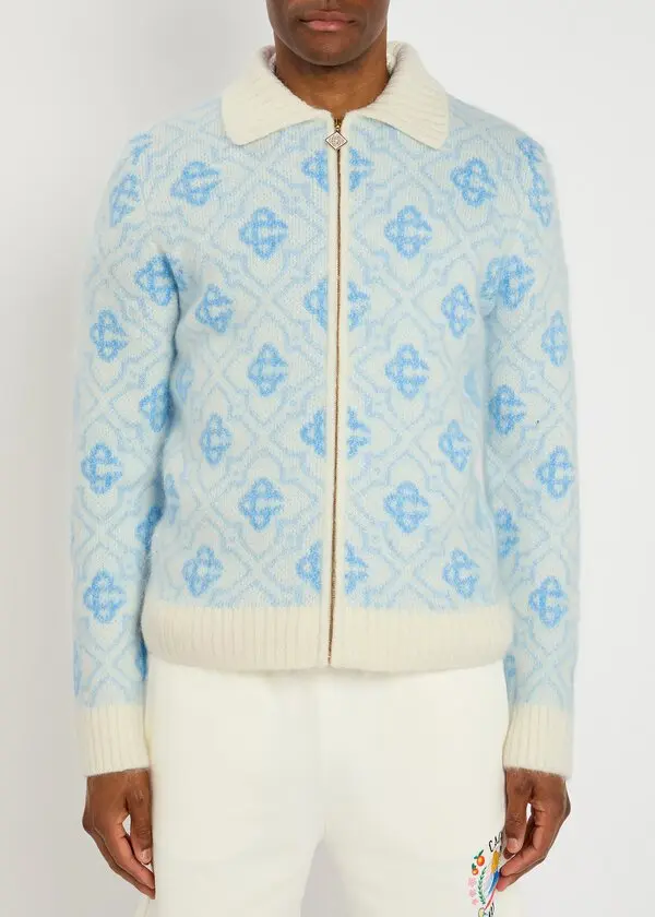 Casablanca Logo-monogrammed Brushed-knit Jacket - Blue